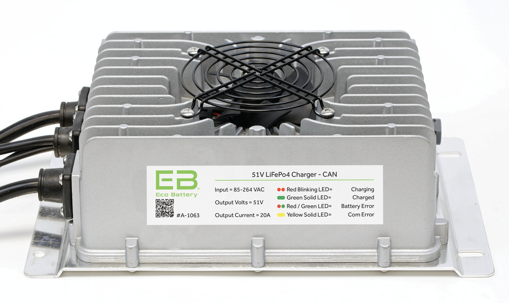 51V 20A CAN Charger (Locking Quick Connect) – Eco Battery