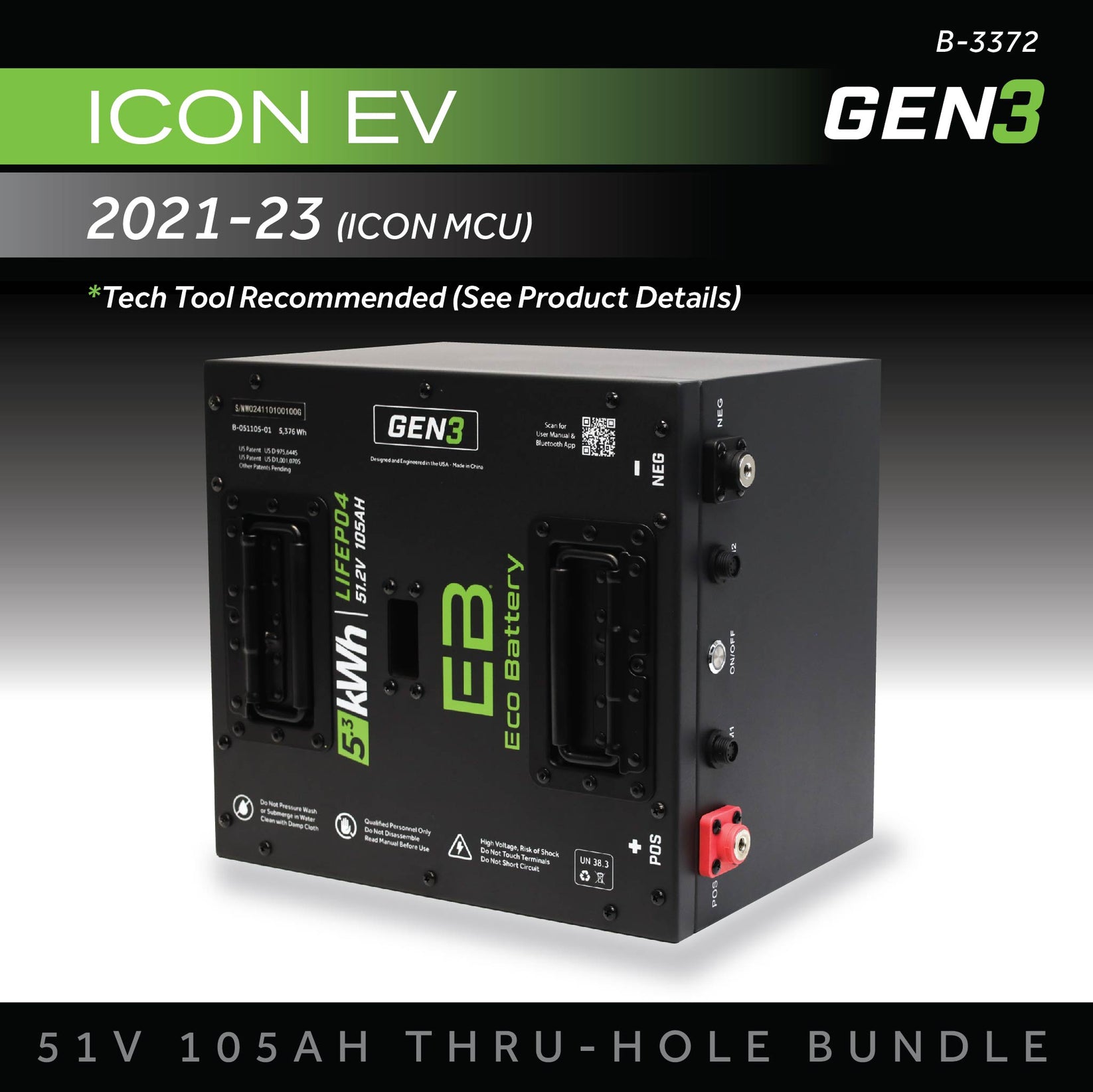 51V 105AH Thru-Hole Battery Bundle / ICON EV / 2021-23 (ICON MCU) – Eco Battery