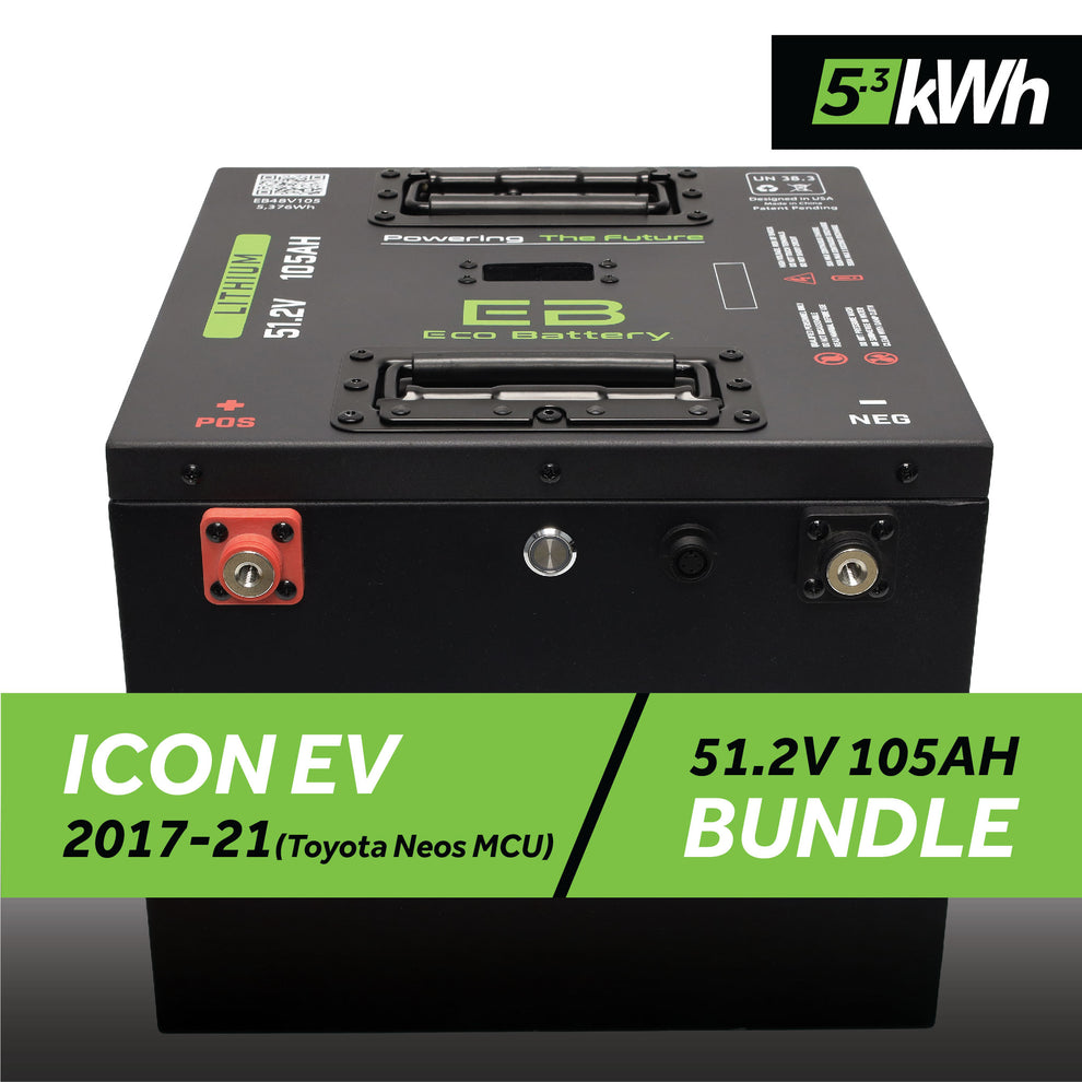 51V 105AH Thru-Hole Battery Bundle / ICON EV / 2017-21 (Toyota Neos MC ...